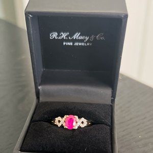 Macy's | Jewelry | Macys Ring Ruby And Diamond Yellow Gold 4k 18 Ct Tw ...